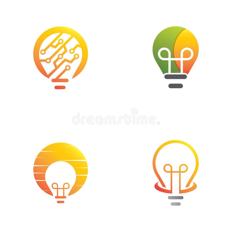Lamp logo icon set stock vector. Illustration of electrical - 230025788