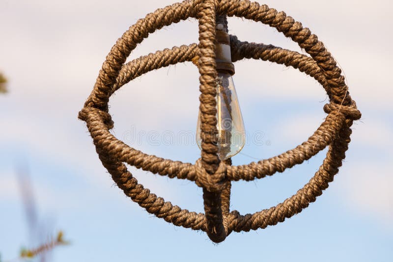 Lamp made of ropes stock photo. Image of edison, design - 358724030