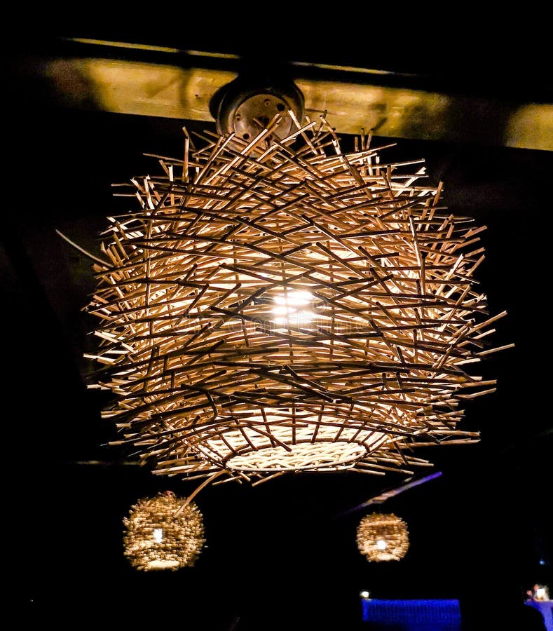 A Lamp Made of Straw at Night Stock Image - Image of glass, traditional ...