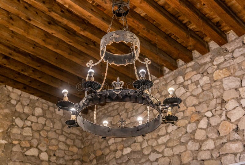Lamp from the Middle Ages Inside the Hall of a Castle Stock Image - Image of decoration, sintra ...
