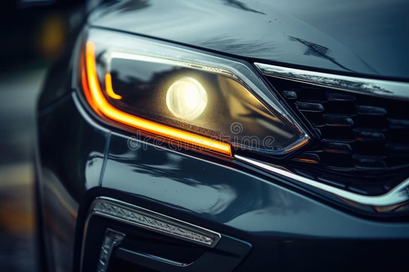 Lamp of Modern Car Headlight. Close Up View Stock Illustration ...
