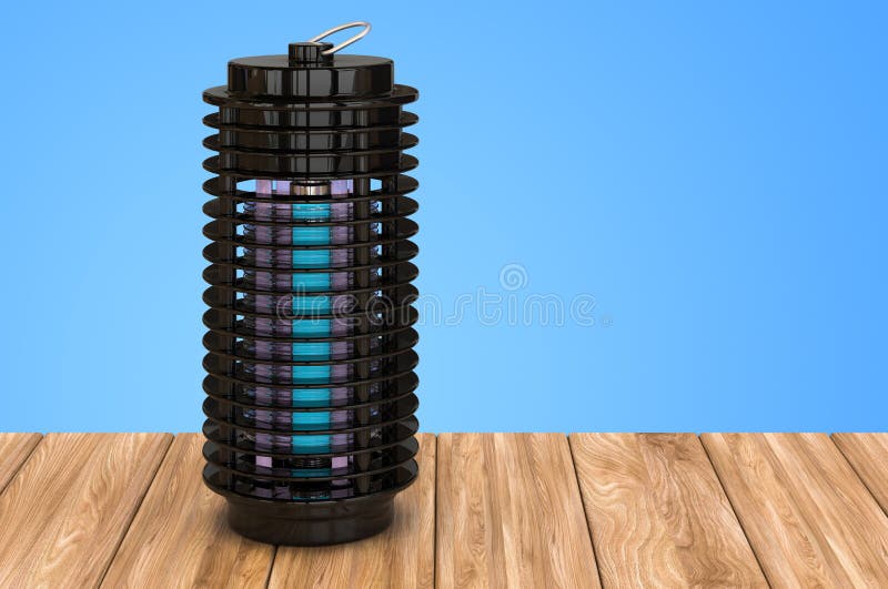 Lamp Mosquito Electric Insect Killer, Lantern on the Wooden Table, 3D ...