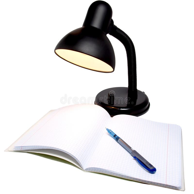 Lamp and notebook stock photo. Image of equipment, lighting - 12570542