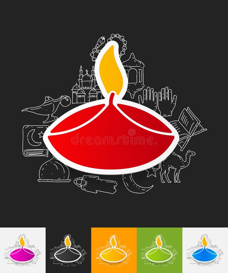 Lamp Paper Sticker with Hand Drawn Elements Stock Vector - Illustration ...