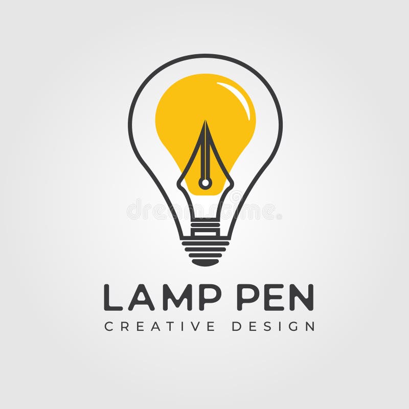 Lamp Light Bulb Pen Logo Creative Idea Vector Stock Vector ...