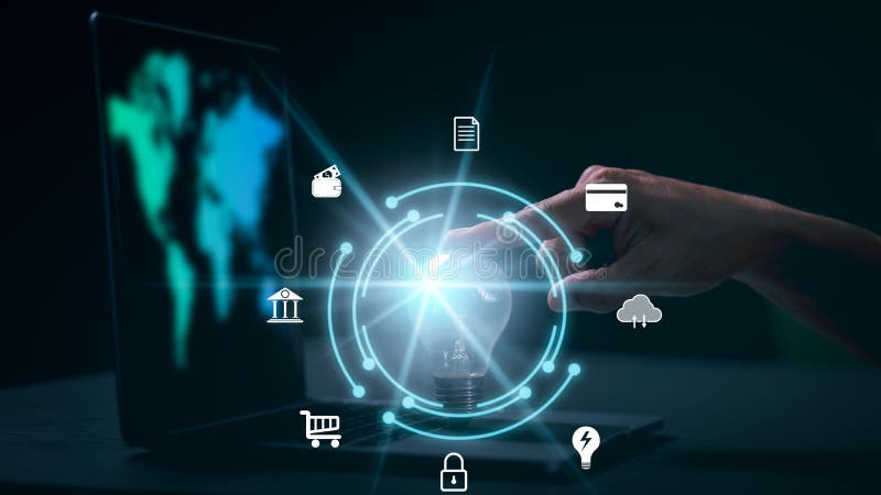 The Lamp is Placed on the Laptop Computer.,artificial Intelligence ...