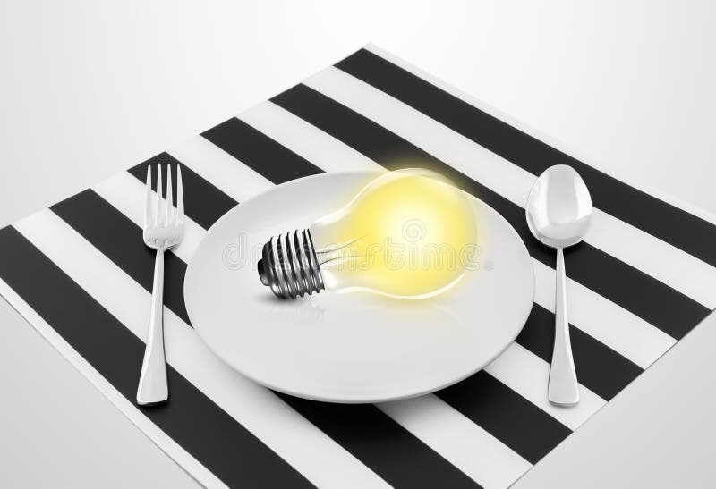 Lamp in Plate and Fork and Spoon Stock Illustration - Illustration of ...