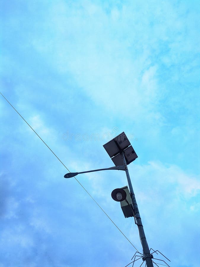 Lamp Post with Blue Sky Background Stock Image - Image of pole, view ...