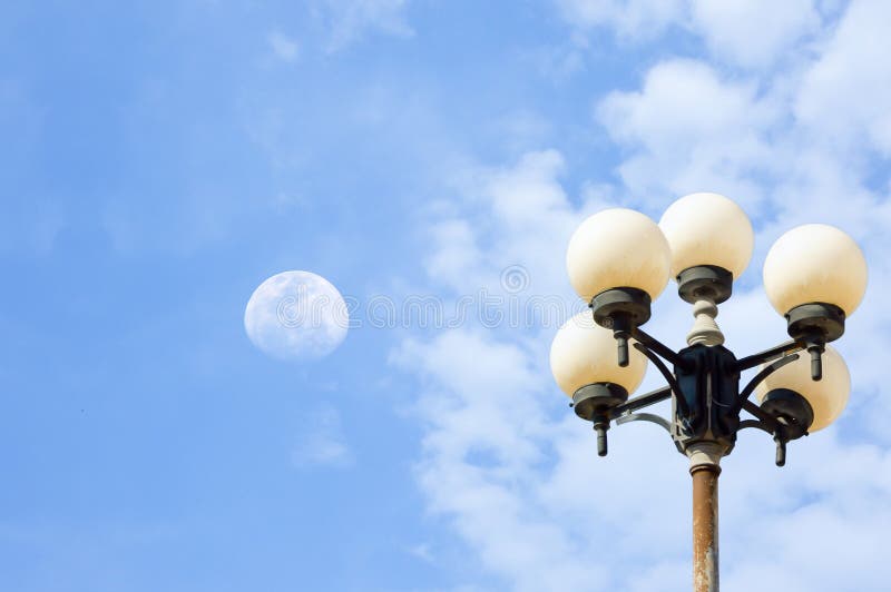 Lamp post on blue sky stock image. Image of post, lamp - 59059149
