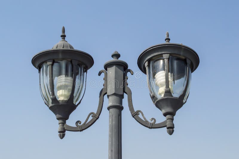 Lamp post with blue sky stock photo. Image of background - 52178134