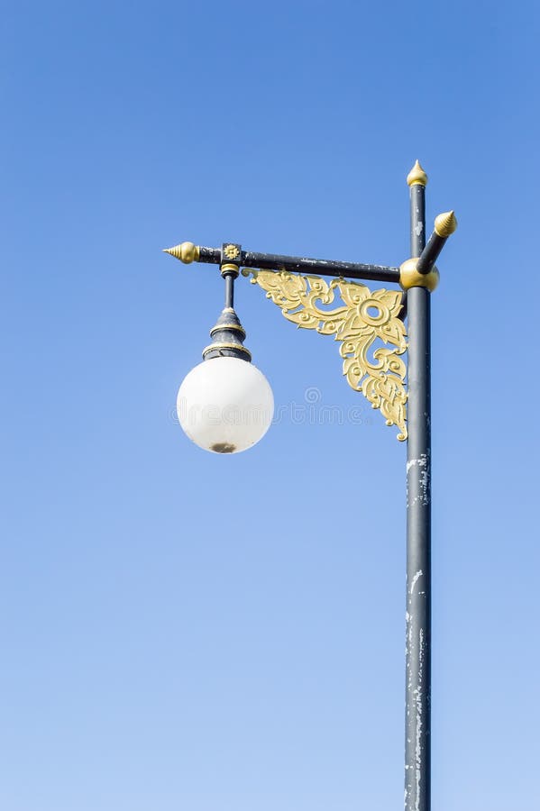 Lamp post with blue sky stock image. Image of illuminate - 52177035