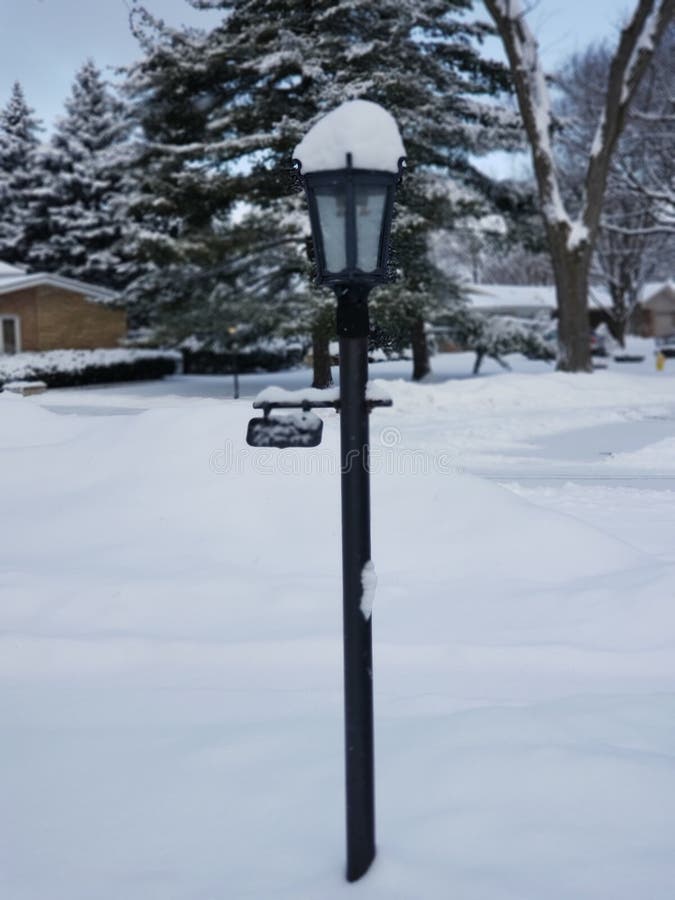 Lamp Post in a Bright Snowy Day Stock Photo - Image of bright, post ...