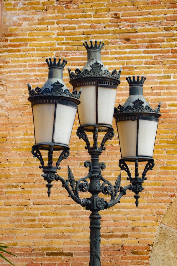 Isolated Lamp Post at the Castillo De Montjuic on Mountain Montjuic in ...