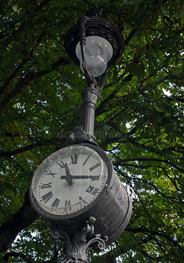Lamp post with a clock stock photo. Image of open, noon - 114111370