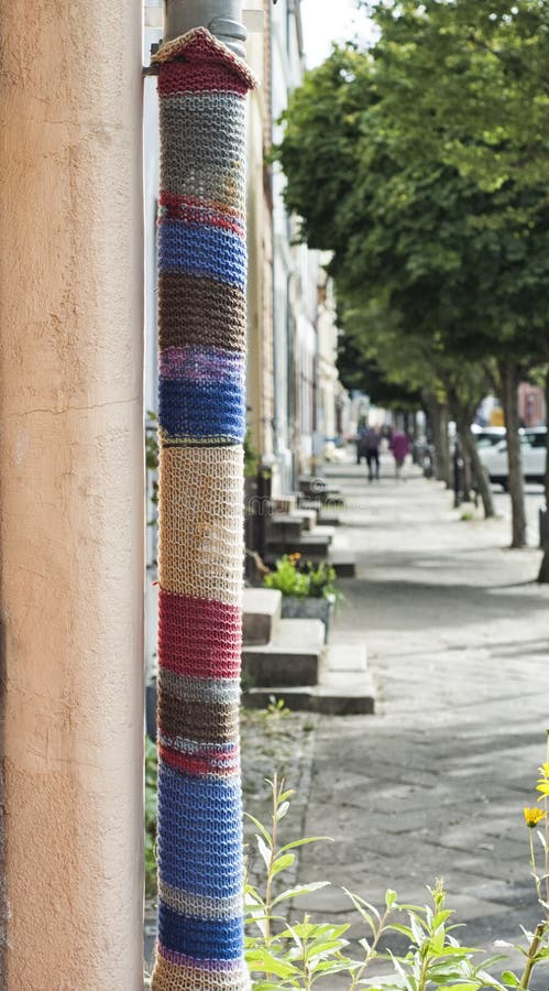 Lamp Post Covered in Wool Fabrics Stock Image - Image of fabrics ...