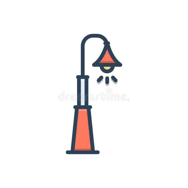 Color Illustration Icon for Lamp Post, Illumination and Antique Stock ...