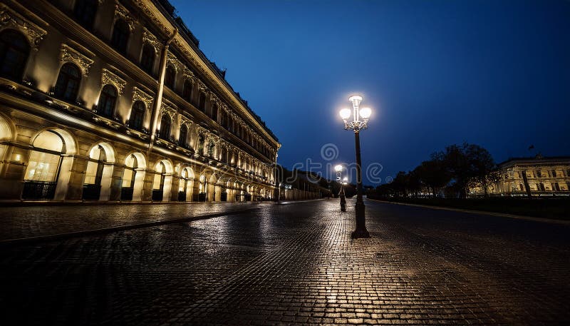 Lamp-Post. Lamp Post Lit at Night Stock Illustration - Illustration of ...