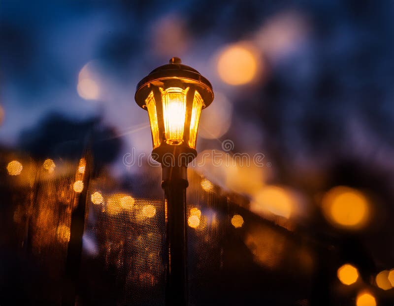 Lamp-Post. Lamp Post Lit at Night Stock Illustration - Illustration of ...