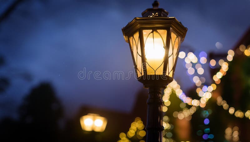 Lamp-Post. Lamp Post Lit at Night Stock Illustration - Illustration of ...