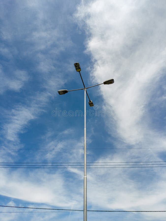 Lamp post stock image. Image of cloud, electric, aerial - 229835281