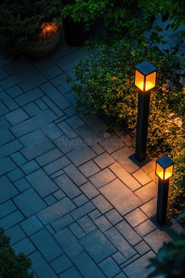Lamp Post at Night stock photo. Image of nighttime, stone - 360014522