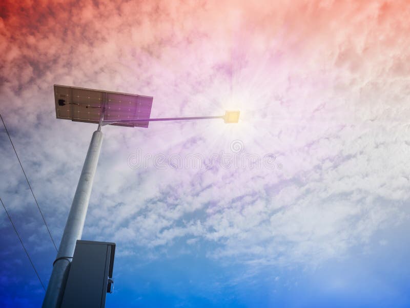 Lamp Post and Photovoltaic Panel. Stock Photo - Image of lamp ...