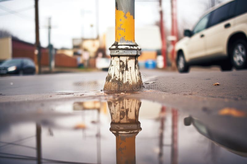 Lamp Post Reflected in a Rain Puddle Stock Image - Image of tranquil ...