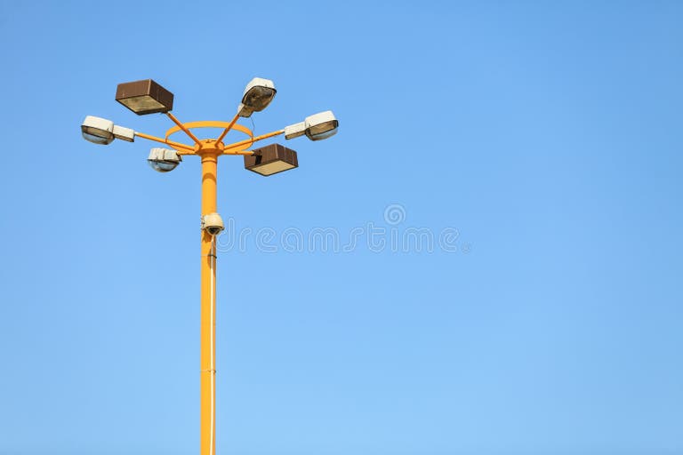 Lamp Post with Security Camera. Stock Image - Image of light ...