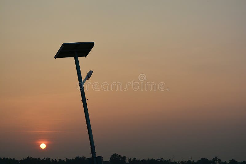 Lamp post and Solar Cell stock photo. Image of energy - 77456960