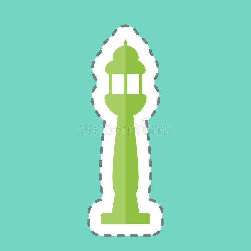 Lamp Post Sticker in Trendy Line Cut Isolated on Blue Background Stock ...