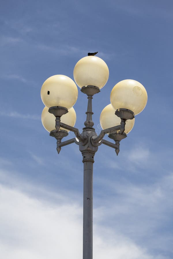 Lamp Post Street Road Light Pole ,blue Sky Background. Stock Photo ...