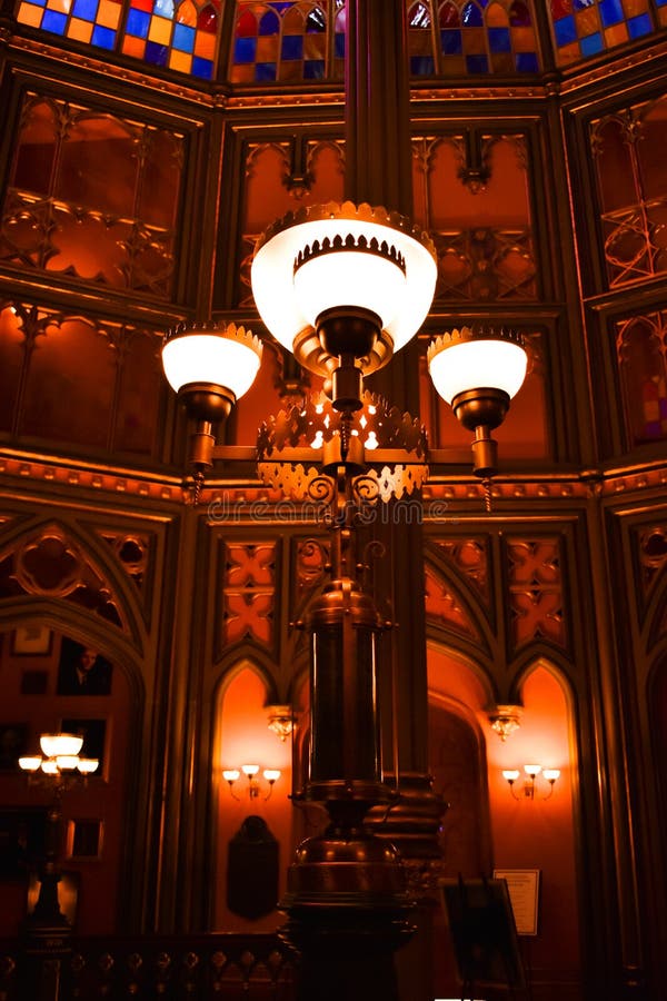 Lamp Post in 19th Century Castle Stock Photo - Image of inside, ceiling ...