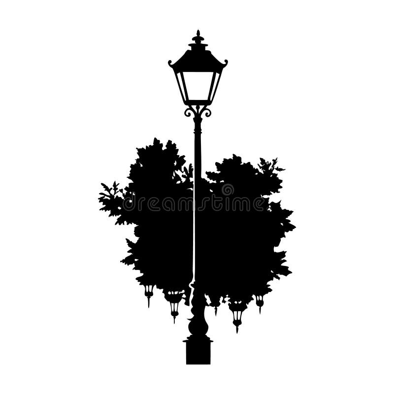 A Lamp Post with a Tree Growing Out of it Stock Illustration ...
