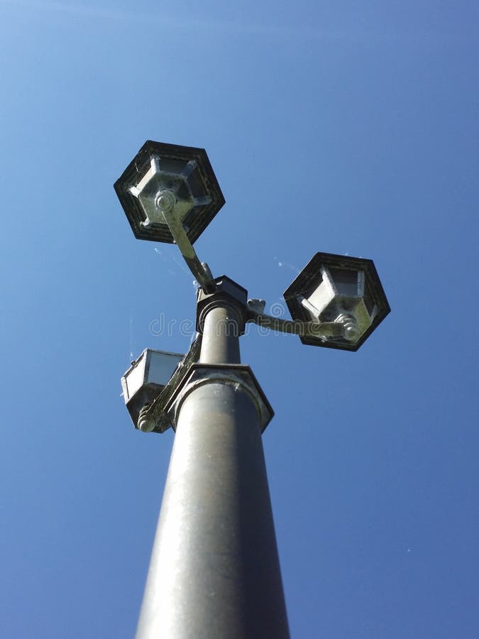 Lamp post up in the sky stock image. Image of post, contrast - 72355975