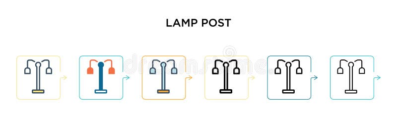 Lamp Post Vector Icon in 6 Different Modern Styles. Black, Two Colored ...