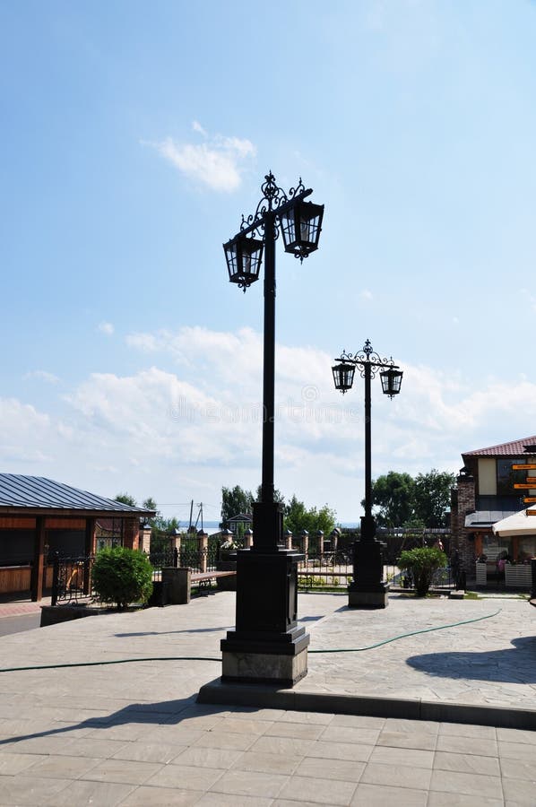 Lamp Posts. Lighting Columns with Figured Shades Stock Image - Image of ...