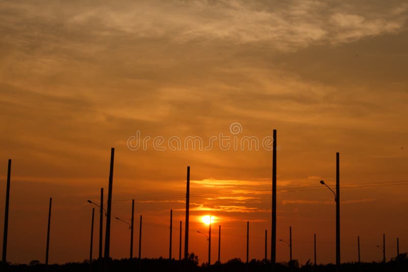 Lamp Posts on Sunset Background Stock Image - Image of lamp, street ...