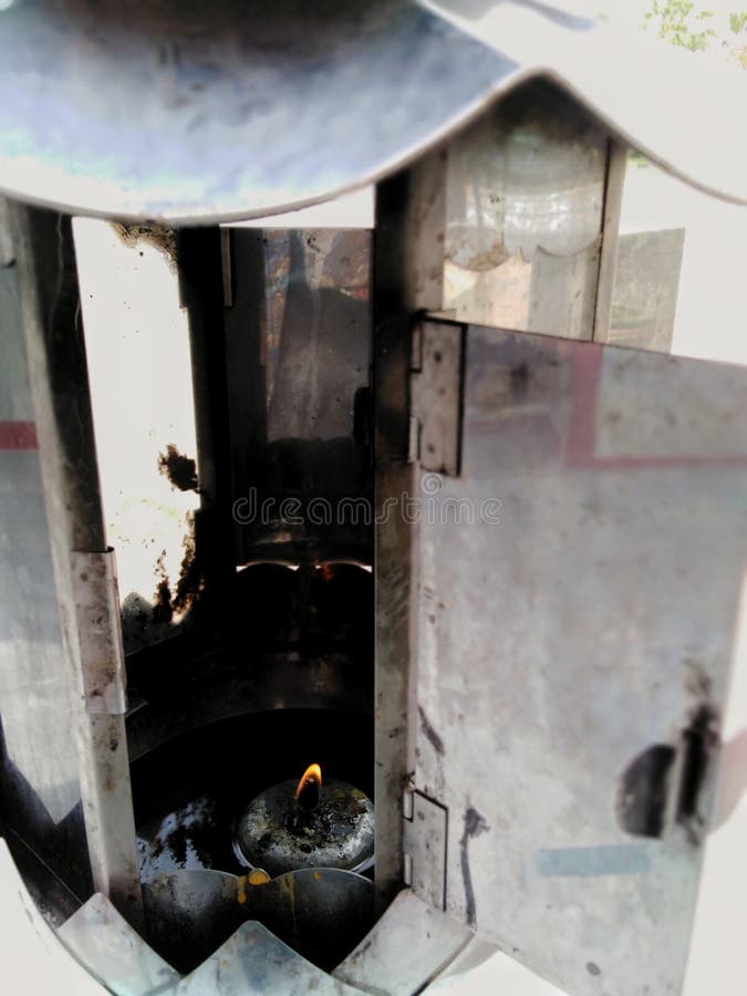 The Lamp Prevents the Wind from Blowing on the Candle Inside. Stock ...