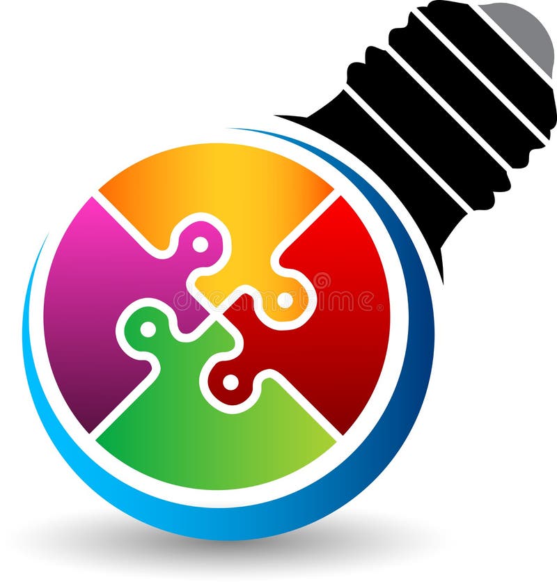 Lamp puzzle logo stock vector. Illustration of colour - 30957812