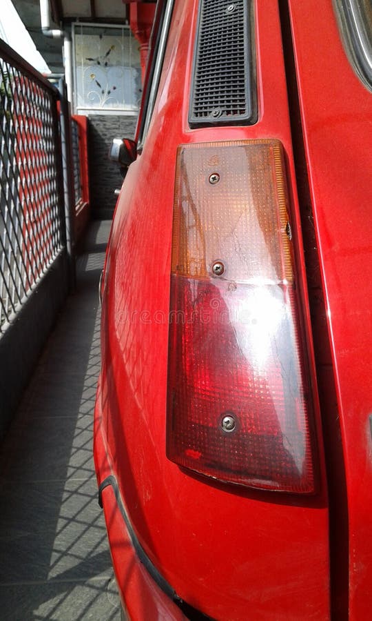 The Lamp in the Red Mini Car Stock Photo - Image of mini, lamp: 121765610