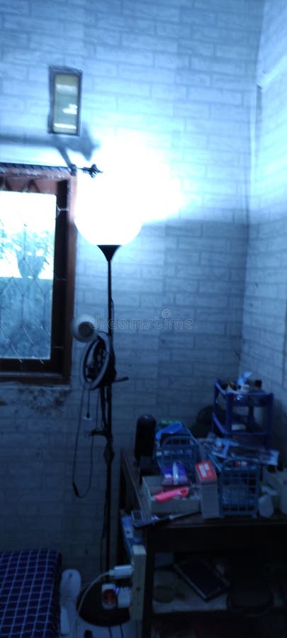 Lamp Scary on Room Blue Light Editorial Photo - Image of room, light ...