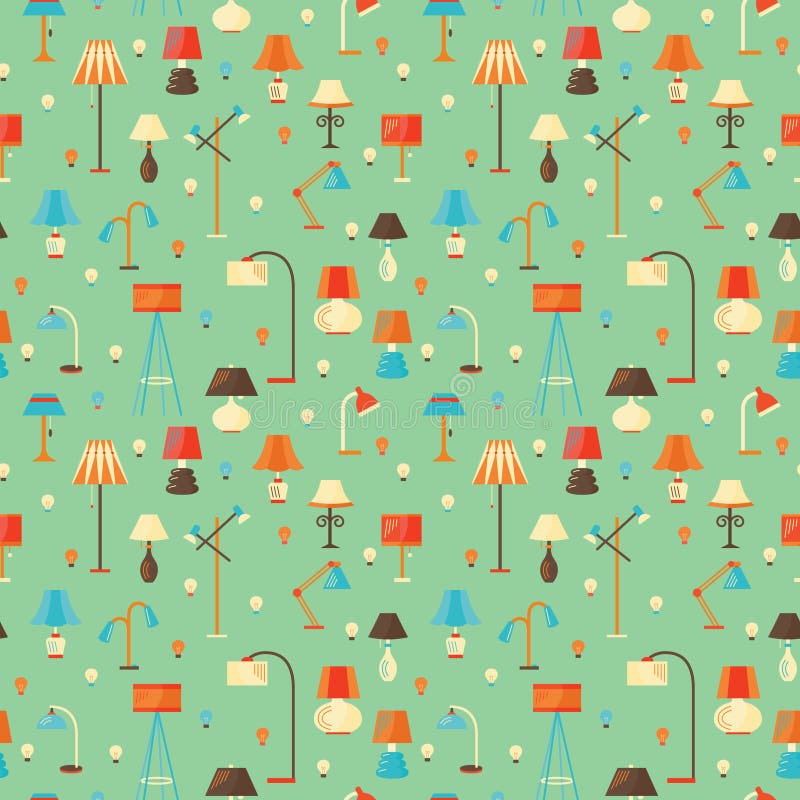Lamp seamless pattern stock illustration. Illustration of icon - 66010291