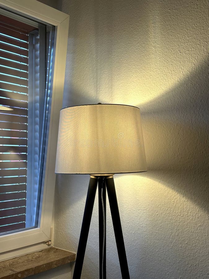 The Lamp Shines in the Corner of the Room Stock Photo - Image of ...