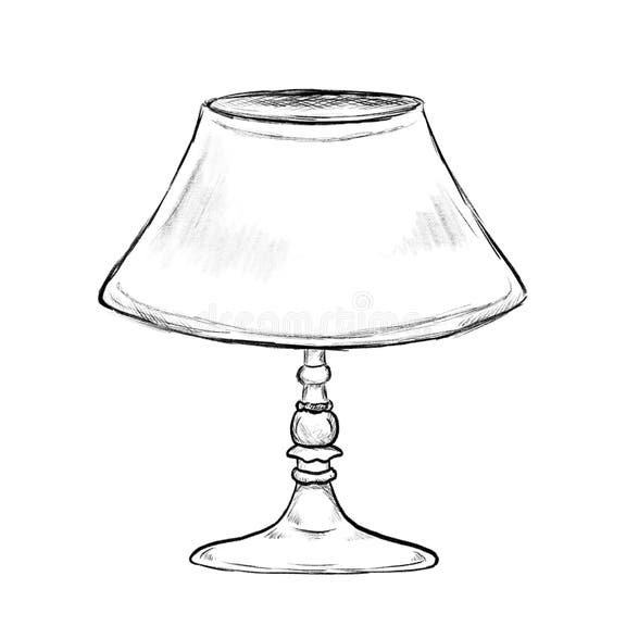 Sketch of a Table Lamp Featuring a Conical Lampshade with Subtle ...