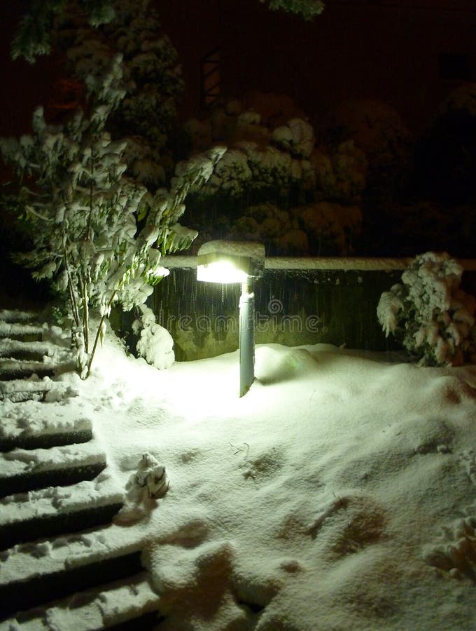 Lamp in a snow storm stock photo. Image of light, fresh - 87198360