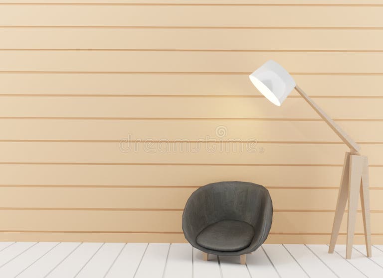 Lamp and Sofa in the Room Design in 3D Rendering Stock Illustration ...