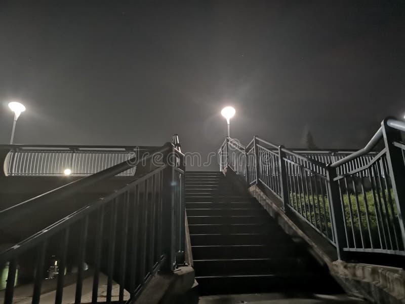 Lamp Stairs Night Evening Moon Stock Photo - Image of night, evening ...