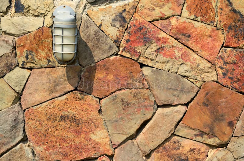 Lamp on stone wall stock image. Image of travel, home - 23643447