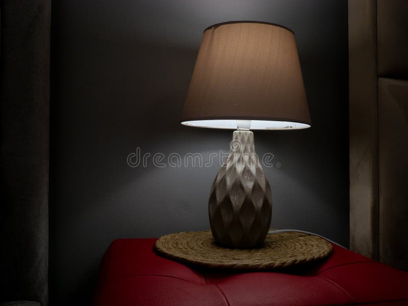 Lamp on the Table in Dark Room. 3d Rendering Stock Image - Image of ...
