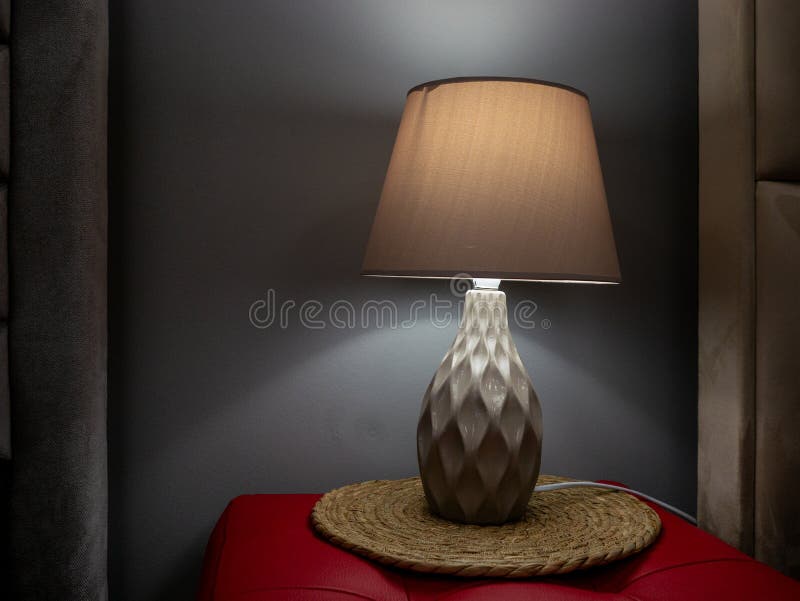 Lamp on the Table in a Dark Room. Interior Design Stock Photo - Image ...